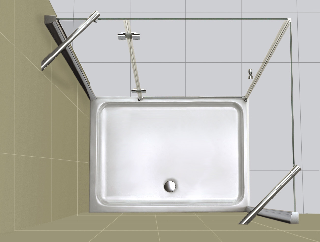 Duschkabine NOVUM 120 x 80 x 200 cm inkl. Duschtasse - Glasdeals